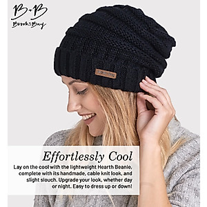 Brook + Bay Slouchy Beanie - Women's Winter Hats, Beanie Slouch Hats for Cold Weather, Oversized Beanie Knitted Hats for Women & Men Black