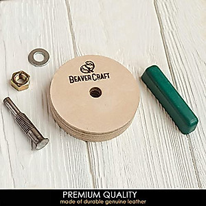 BeaverCraft PW1 Sharpening Wheel Stropping 3" Wheel Leather Wheel Honing Wheel Leather Polishing Wheel Knife Sharpening Wheel Kit Leather Stropping Buffing Wheel Leather Strop Wheel