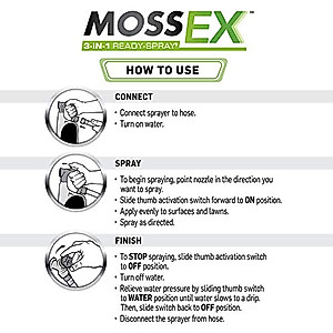 Scotts MossEx 3-in-1 Ready-Spray, Moss Killer for Lawns, Hard Surfaces, and More, 32 fl. oz.