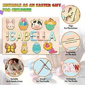 SalaGraphics Personalized Name Puzzles for Toddlers 1-3, Easter Basket Stuffers for Toddler, Personalized Baby Gifts, Wooden Name Puzzle for Kids Personalized, Montessori Toys for 1 Year Old