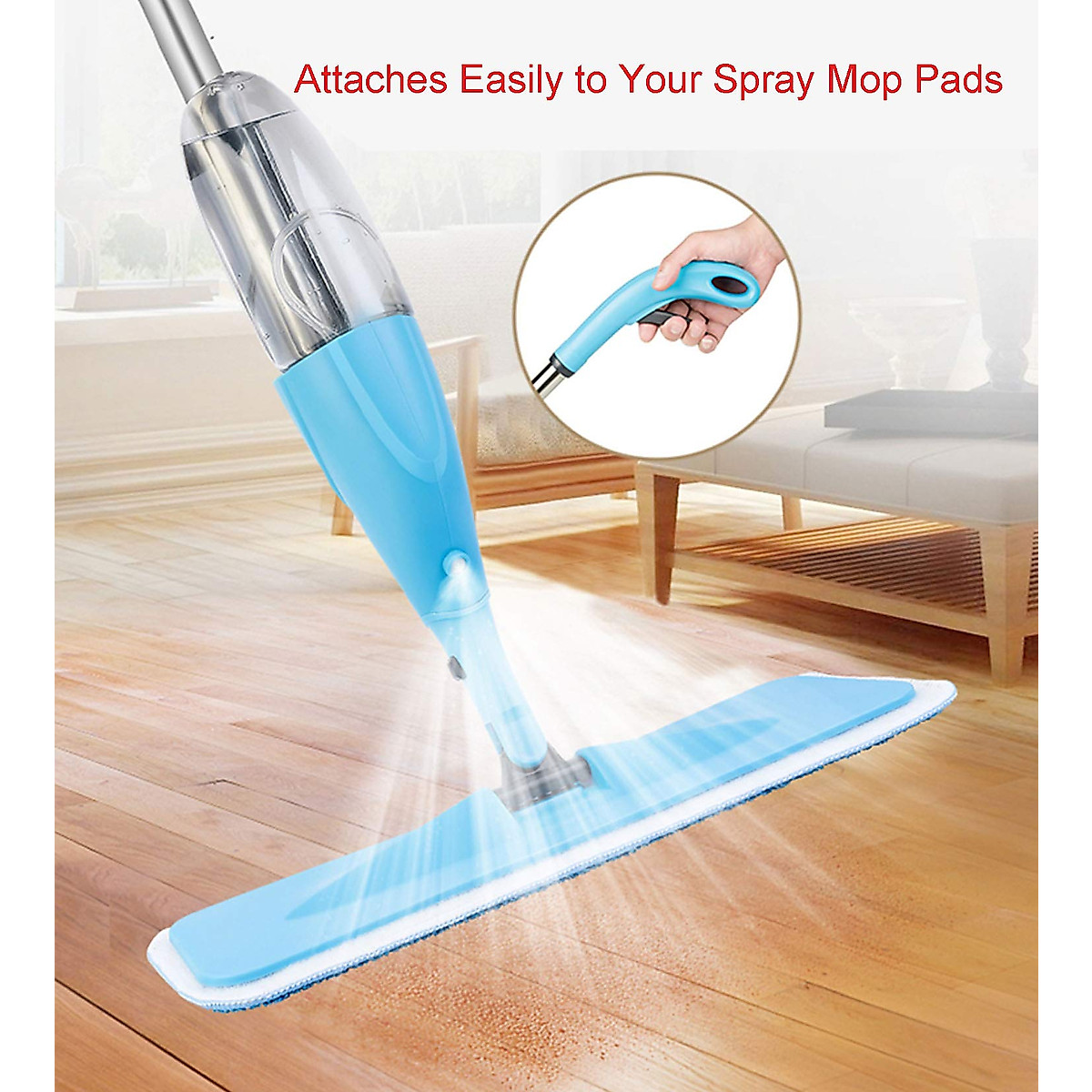 JDWG 4 Pack Mop Head Replacements Mop Pads Microfiber Cleaning Pads for Most Spray Mops and Reveal Mops, Wet & Dry Home & Commercial Cleaning. (Blue)