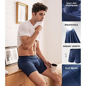 DAVID ARCHY Men's Underwear Micro Modal Dual Pouch Trunks Support Ball Pouch Bulge Enhancing Boxer Briefs for Men 3 or 4 Pack(XL,Black/Dark Gray/Navy Blue)