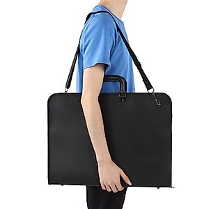 Art Portfolio Case Carry Bag PVC Portable Painting Plate A3 Drawing Sketch Board Storage Bag 14.6 x 18.9 Inches Black