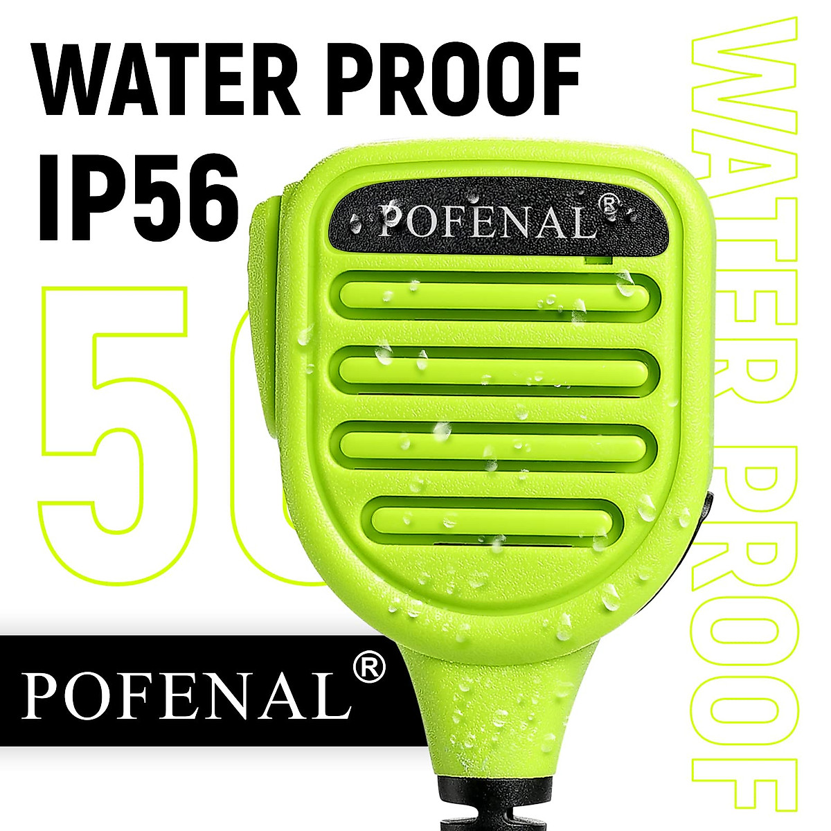 POFENAL APX 6000 APX 4000 Water-Proof Radio Microphone Remote Shoulder MIC with 3.5mm Audio Jack Compatible with Motorola XPR 6550 XPR 7550 (XPR 7550e Mic, Green)