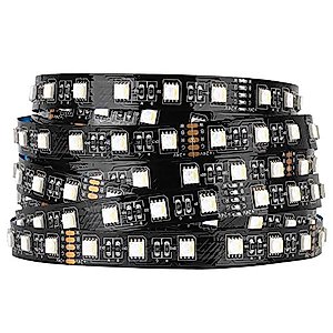 BTF-LIGHTING 5050 RGBW RGB+Cool White(6000K-7000K) 4 Colors in 1 LED 5m 16.4ft 60LEDs/m Multi-Colored LED Tape Lights IP30 Non-Waterproof Black 12mm PCB DC24V for Bedroom Kitchen Home Decoration