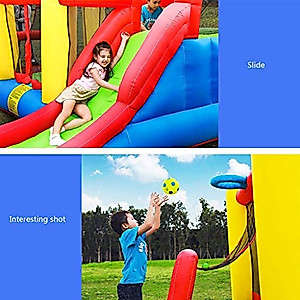 Inflatable Castle,Children's Trampoline Slide Small Home Castle Kindergarten Indoor and Outdoor Toy Playground,Colors,340 280 205cm