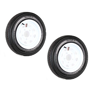 eCustomrim 2-Pack Trailer Tire On Rim 4.80-12 Load C 5 Lug White Spoke Wheel 30660-2 Year Warranty w/Free Roadside