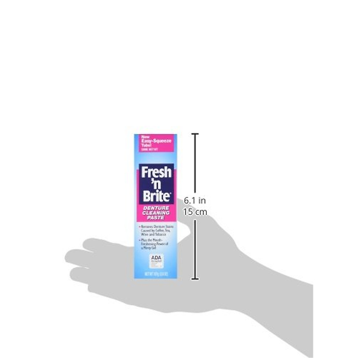 Fresh 'n Brite Denture Cleaning Paste For Dentures, Removable Partial Dentures, Retainers, Mouthguards, Nightguards, Fast Stain Removal, pack of 3, 3.8 oz Tubes