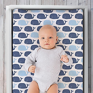 The Peanutshell Changing Pad Covers for Boys or Girls, Unisex 3 Pack, Nautical Whale