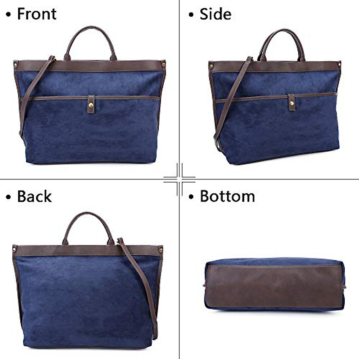 OIIV Ladies Tote Bag Fabric Handbag with Adjustable Shoulder Strap (NAVY)