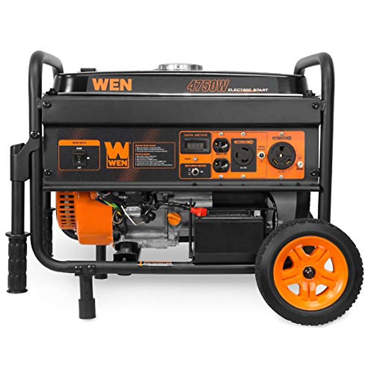 WEN 56475 4750-Watt Portable Generator with Electric Start and Wheel Kit, Yellow and Black