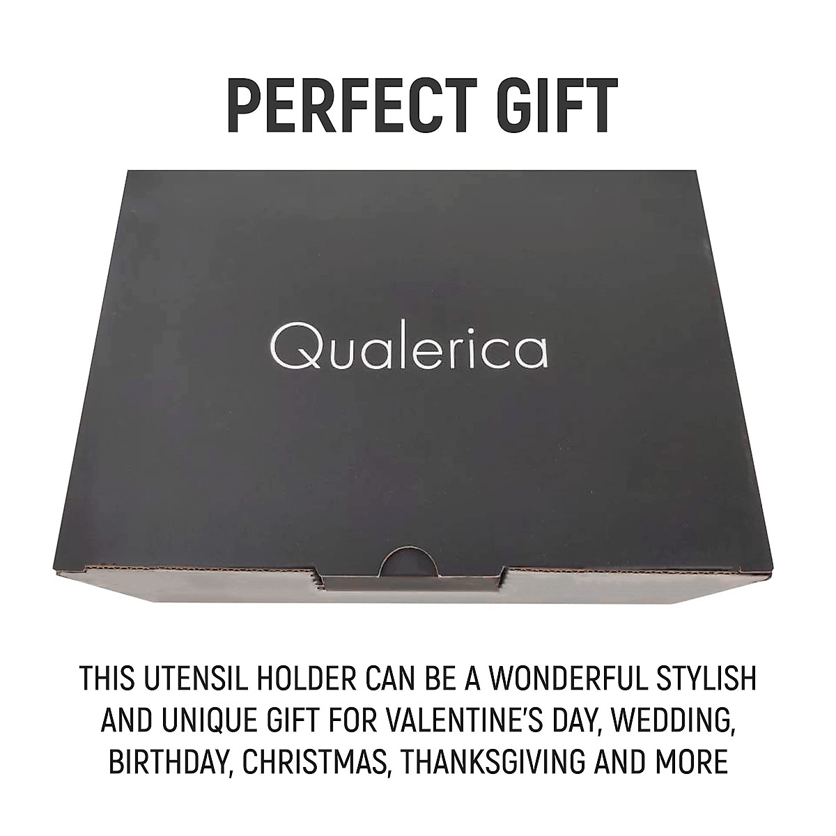 Qualerica Acacia Silverware Caddy with Handle, Rustic Utensil Holder with Handle for Farmhouse Kitchen Decor, Mulip-pose Organizer for Kitchen, Bathroom, Office, Bedroom (Four Compartments)