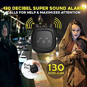 Keychain Set for Girls with Personal Alarm, Funseeya Keychain Accessories with Personal Sound Siren, Cute Pom Pom, Locking Carabiner Clip and Whistle