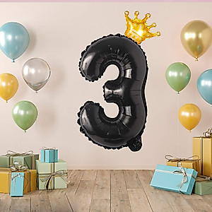 Gadeja Black Number Balloon(1), Digital crown Children's Birthday Party Decorative Balloons, Birthday Balloons Party supplies,Aluminum Film Balloon 32 Inch for Baby Shower Wedding and 1st Themed Party