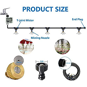 Misting Cooling System,Outside Water Misters for Outdoor Patio,80Ft(24M),Backyard Mist Hose Kits with Sprinkler Timer Yard,Lawn,Garden,Greenhouse,Fan,Umbrella,Canopy,Pool,Porch,BBQ Party Accessorie