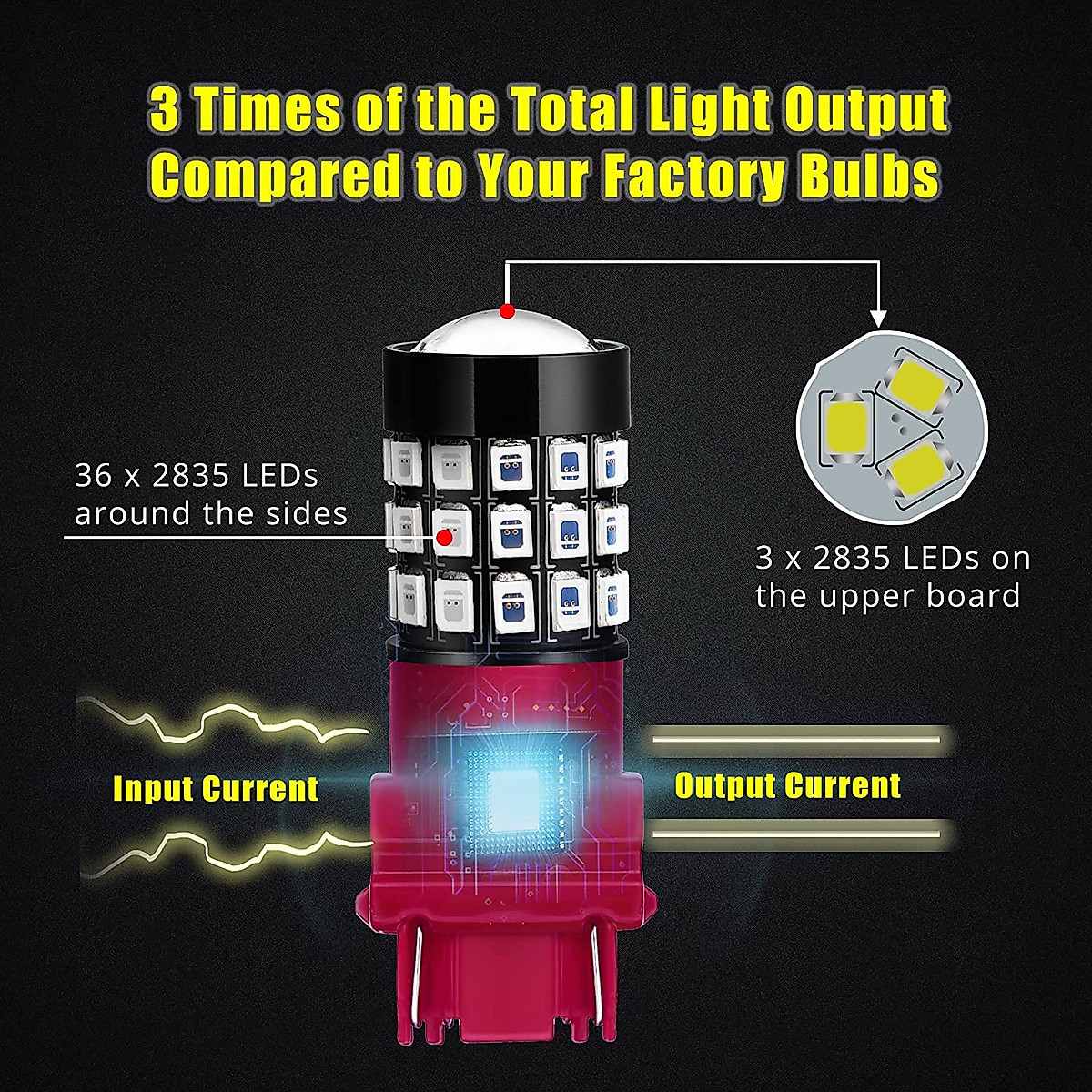 Alla Lighting Newly Upgraded 7440 7443 LED Brake Stop, Tail, Turn Signal Lights Bulbs, Red T20 Wedge 7444 7440LL 7443LL W21W 992 Super Bright 2835-SMD Replacement