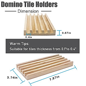 ESSAJOY Wooden Domino Trays/Racks Set of 8 Mexican Train Domino Trays/Racks Double 12 Tiles Holders Rack Domino Tiles Holders Domino Wood Holder【 Dominoes not Included】