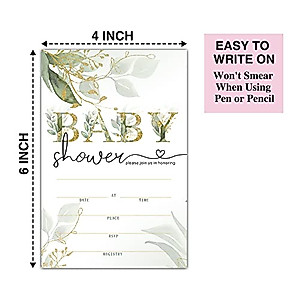 Nopoben Baby Shower Invitations and Envelopes, Greenery Baby Shower Invitations, Watercolor Greenery Baby Shower Gender Reveal Party Supplies 25 Cards With Envelopes -(013bbyaoqing)