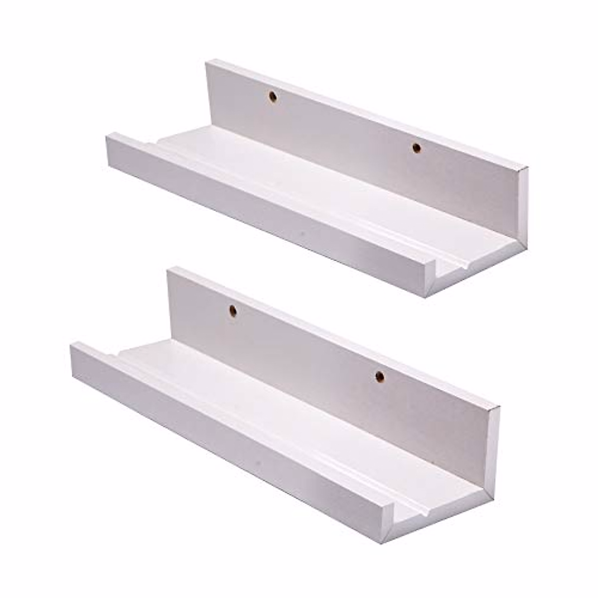 Muzilife 12 Inch White Floating Shelves - Set of 2 Rustic Wood Floating Shelves - Wall Mounted Small Picture Ledge for Bathroom, Bedroom, Living Room
