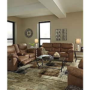 Signature Design by Ashley Boxberg Oversized Faux Leather Manual Pull Tab Reclining Sofa, Brown