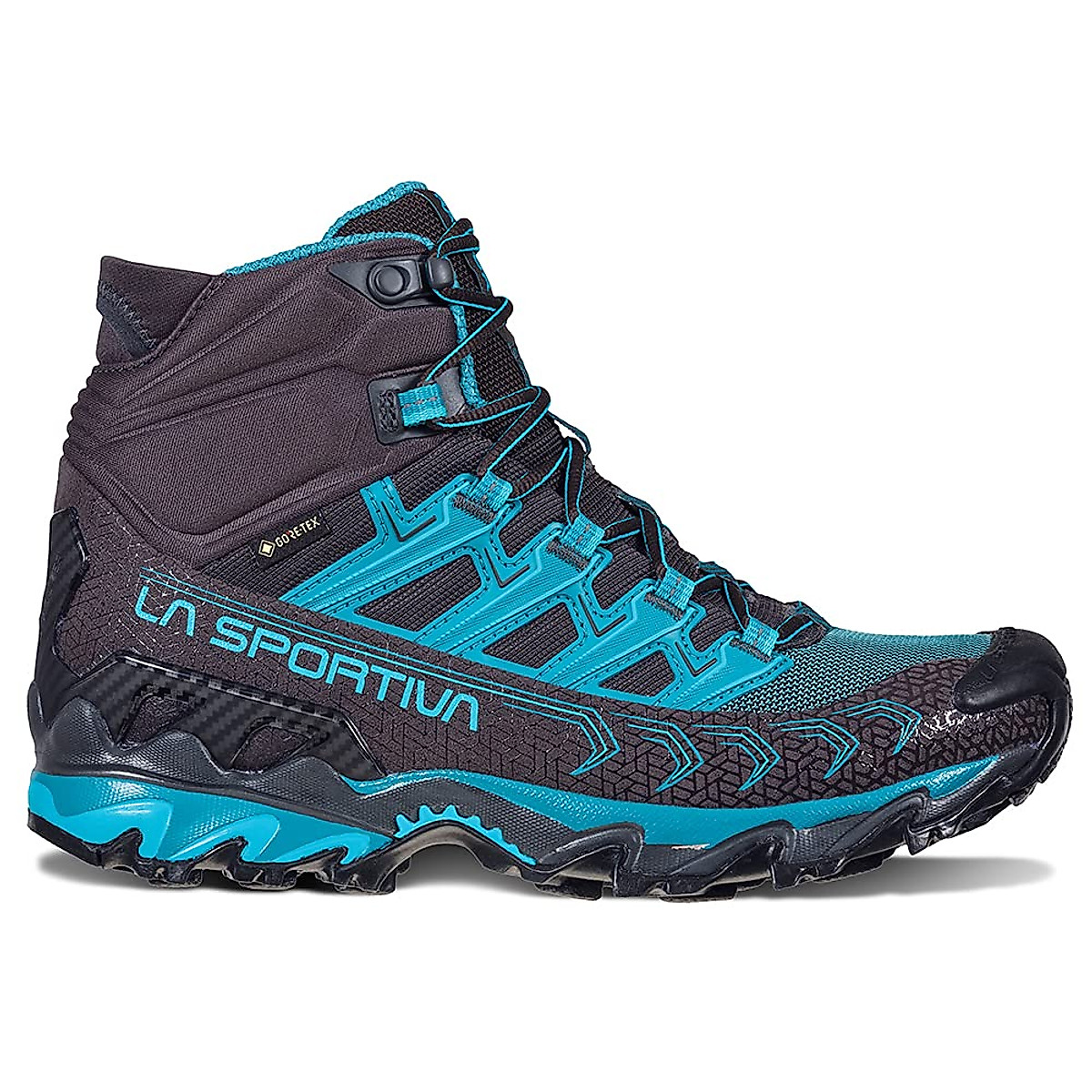 La Sportiva Womens Ultra Raptor II Mid GTX Hiking Boot, Carbon/Topaz, 8