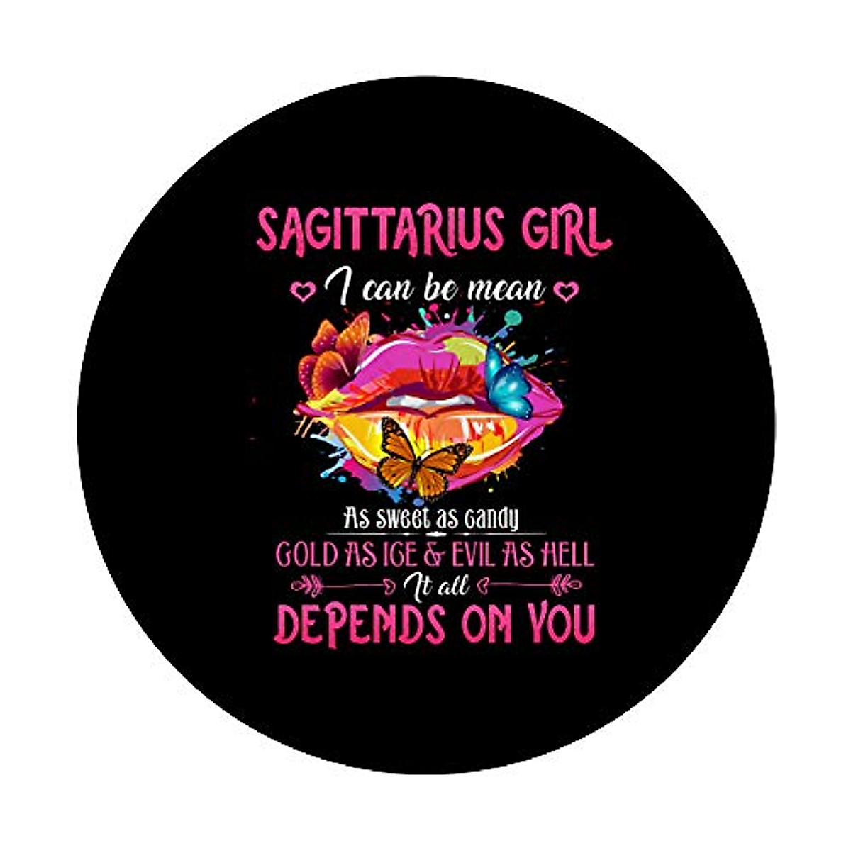 Sagittarius Girl Lips November December Queen Birthday Zodia PopSockets Swappable PopGrip