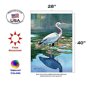 Toland Home Garden 109996 Reflecting Heron Bird Flag 28x40 Inch Double Sided for Outdoor Birds House Yard Decoration