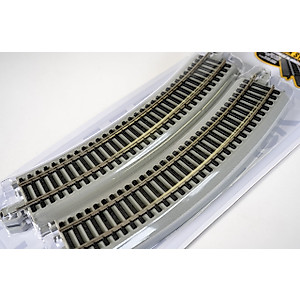 Bachmann Trains - Snap-Fit E-Z TRACK 15” RADIUS CURVED TRACK (4/card) - NICKEL SILVER Rail With Gray Roadbed - HO Scale
