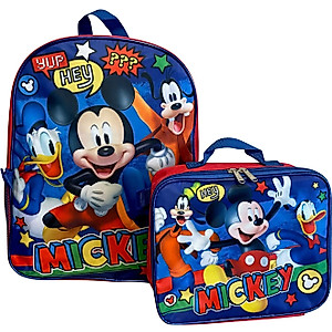 Ruz Mickey Mouse 16" Backpack With Detachable Lunch Box Blue-Red