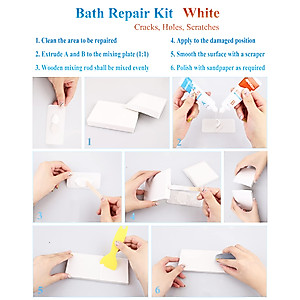 Bath Repair Kit White, Endhokn Enamel, Porcelain, Acrylic, Fiberglass, Ceramic Sink, Tub Tile Toilet Shower Kit & Tray & Chip & Pedestal Crack Hole Scratches Repair