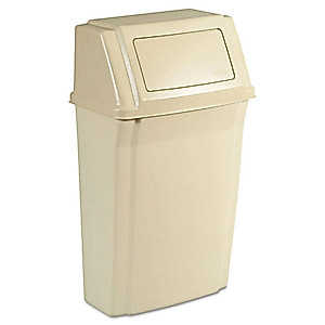 Rubbermaid Commercial 7822BEI Slim Jim Wall-Mounted Container, Rectangular, Plastic, 15gal, Beige