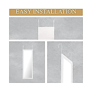 Mirrorize Full Length Over the Door, Long Door Hanging Large Mirrors for Wall Full Body, Shatterproof Tall Floor Mirror, 42"X14", White