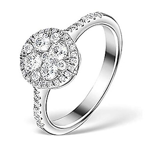 JewelsForum 14K White Gold 0.80 Carat Natural Diamond Galileo Halo Engagement Anniversary Wedding Ring for Women (Color-HI,Clarity-I1/I2) (6.5)