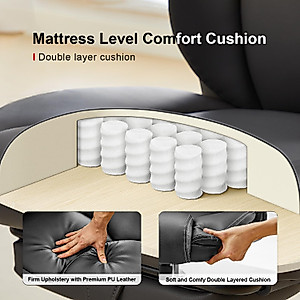 400lbs Big and Tall Office Chair, Ergonomic Home Computer Desk Leather Chair with Padded Flip-up Arms, Adjustable Tilt Lock, Double Lumbar Support, Swivel Chair for Adult Working&Study(Gray)