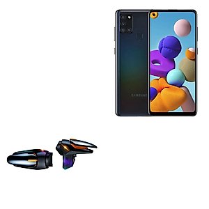 BoxWave Gaming Gear Compatible with Samsung Galaxy A21s - Touchscreen QuickTrigger Auto, Trigger Buttons Autofire Gaming Mobile FPS - Jet Black
