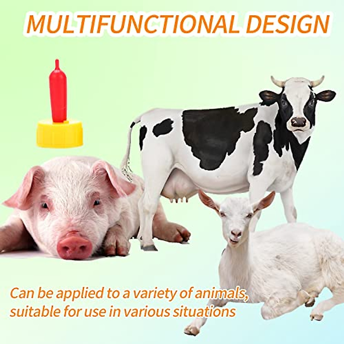 8 Pack Goat Nipple Bottles - Nipple for Feeding Goats - Soft Rubber Pacifier for Nursing Lambs and Goat Kids - Essential Supplies for Feeding Goats - The Miracle Nipple Bottle Pops Included