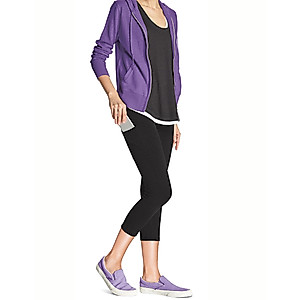 No nonsense womens Cotton Lounge Capri With Tech Pocket Legging, Black, X-Large US