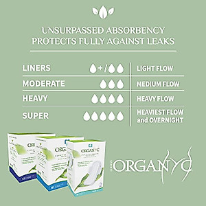 Organyc 100% Certified Organic Cotton Feminine Pads, Moderate Flow, 10 Count