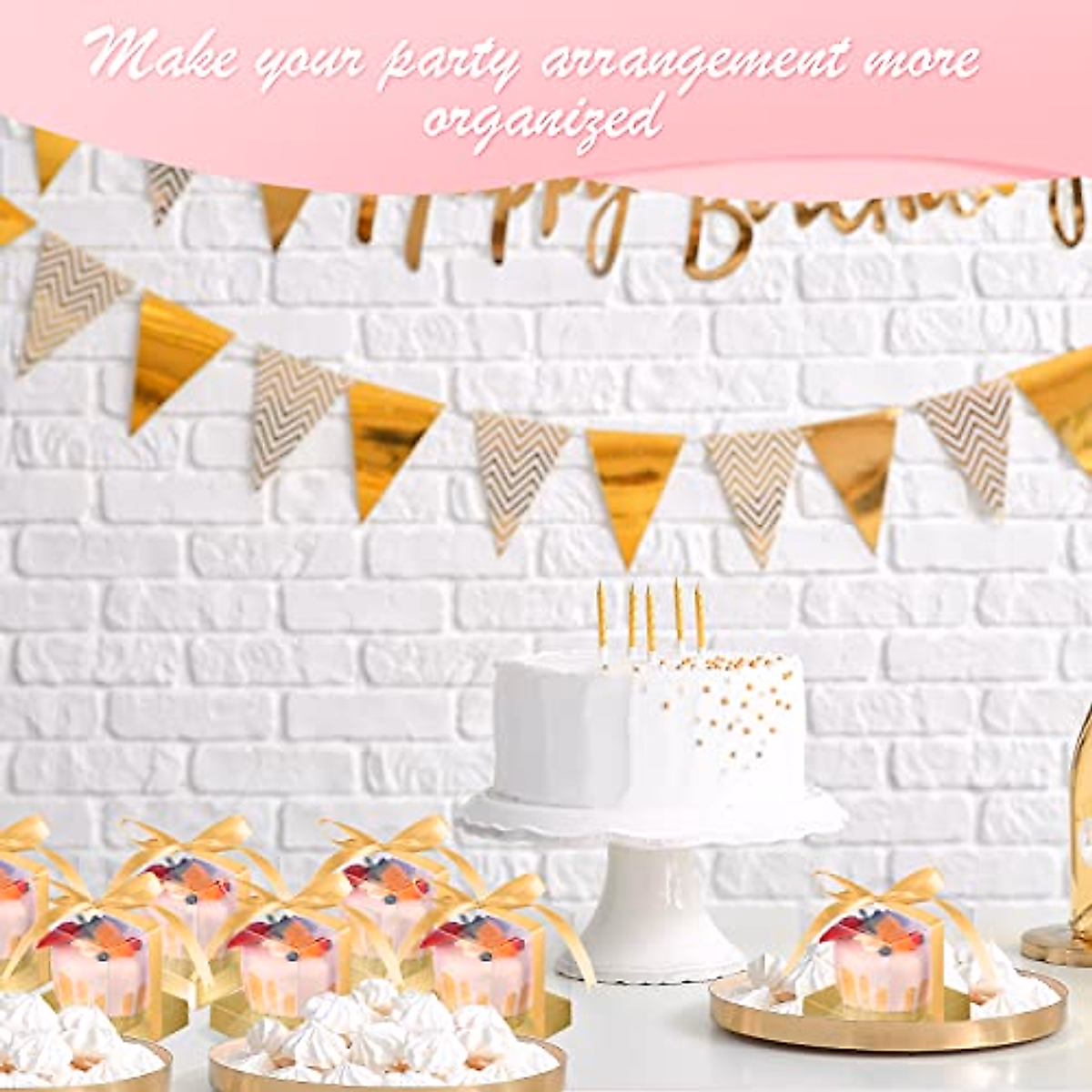 50 Pcs Clear Cupcake Boxes Individual 3.5 Inch Plastic Cupcake Containers Single Cupcake Boxes with Inserts and Ribbon Individual Cupcake Holders Cupcake Storage for Cake Dessert Carrier(Gold, Gold)