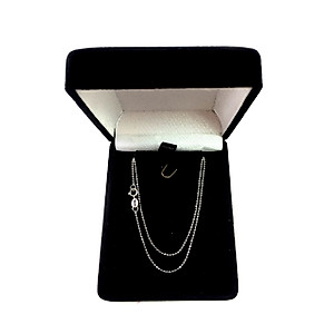 Jewelry Affairs 14k White Real Gold Diamond Cut Bead Chain Necklace, 1.0mm, 18"