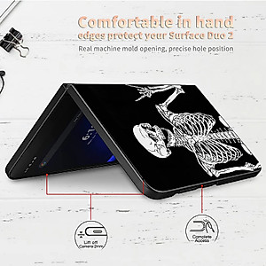 Skull Rock Skeleton Designed for 8.1" Microsoft Surface Duo Case, Full Cover Ultra Thin PU Leather Back Hard PC Phone Case for Microsoft Surface Duo (2020)