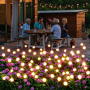 4 Pack Solar Garden Lights, KELME 32 LED Upgraded Firefly Garden Lights Solar Outdoor, Bright High Flexible Swaying Outdoor Solar Lights for Outside Yard Garden Christmas Decorations Gifts, Warm White