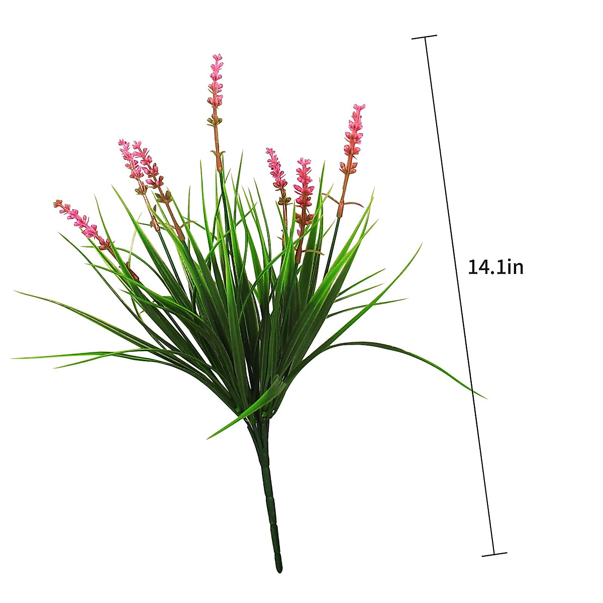 alyptus 12 Bundles Artificial Plants Outdoor Fake Monkey Grass with Flowers for Pot Garden Verandah Decor (Pink Flowers)