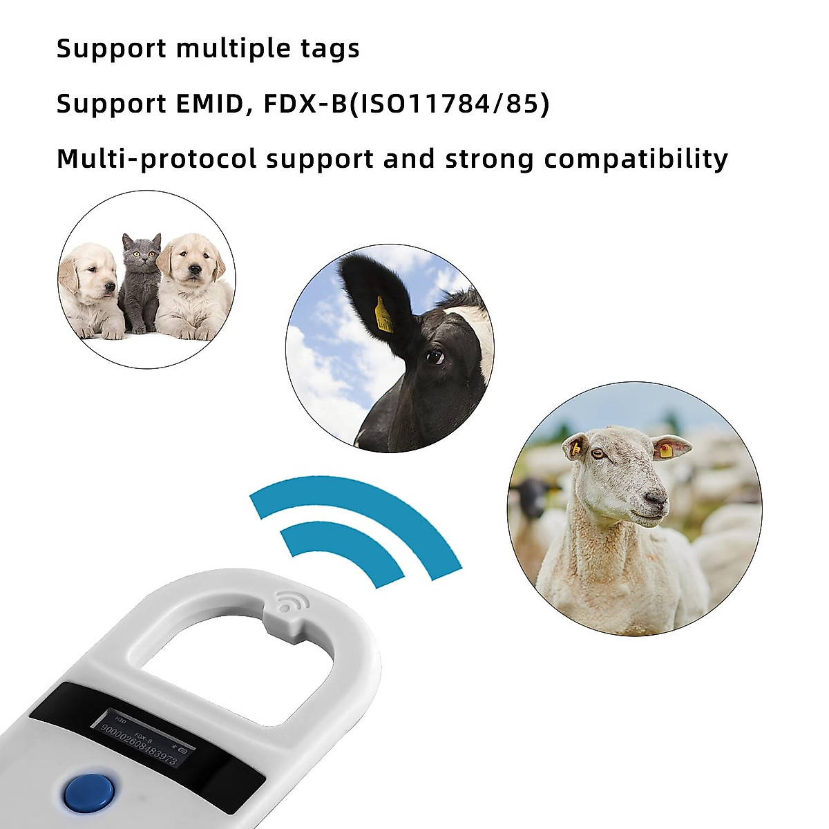 NetumScan Upgraded Pet Microchip Reader Scanner, 256 Data Storage Pet Chip ID Tag Scanner Rechargeable Handheld Animal Scanner with Stable OLED Display for ISO 11784/11785,FDX-B and ID64 RFID EMID