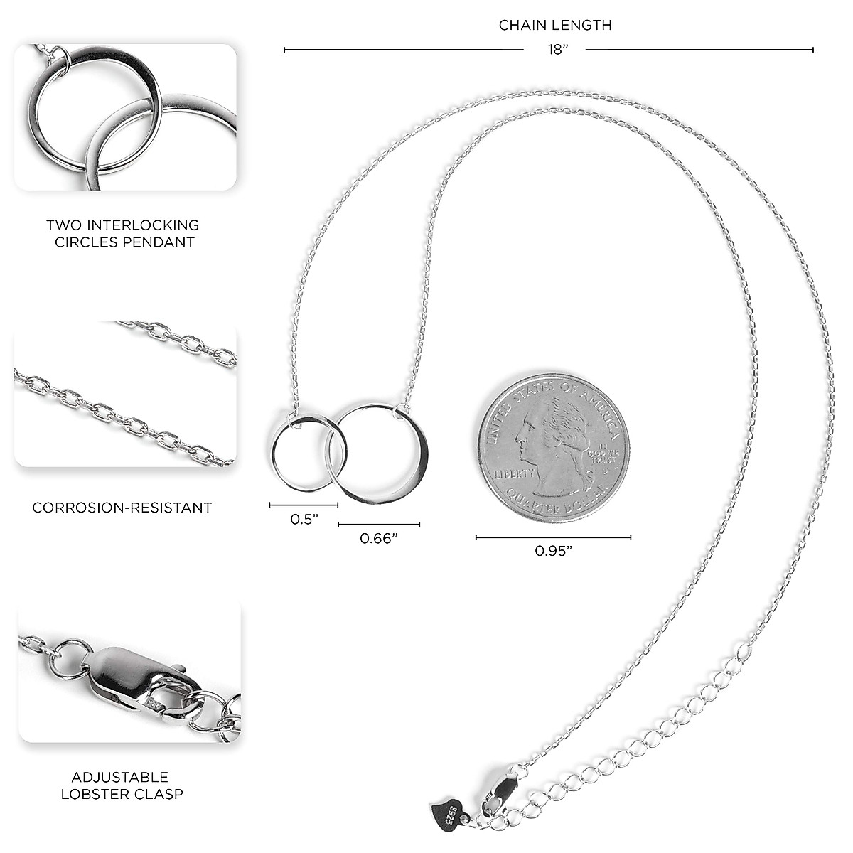 Suavell Mother Daughter Necklace. Sterling Silver Necklace for Women. Mom Gifts. 2 Circle Necklace Pendant on Dainty Necklace Chain. Minimalist Jewelry, Daughter Gift from Mom, Birthday (Maroon)