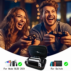 huiheleather Switch Case for Nintendo Switch and Switch OLED Model, Portable Full Protection Carrying Travel Bag with 18 Game Cards