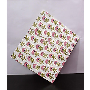 Christmas Decorative Hand Block Printed Waste Basket/Trash Can/Garbage Can/Card Board Trash Can Housewarming Gift (Pink&Green)