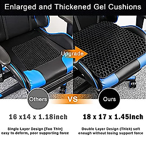 Gel Seat Cushion, Cooling seat Cushion Thick Big Breathable Honeycomb Design Absorbs Pressure Points Seat Cushion with Non-Slip Cover Gel Cushion for Office Chair Home Cars Wheelchair