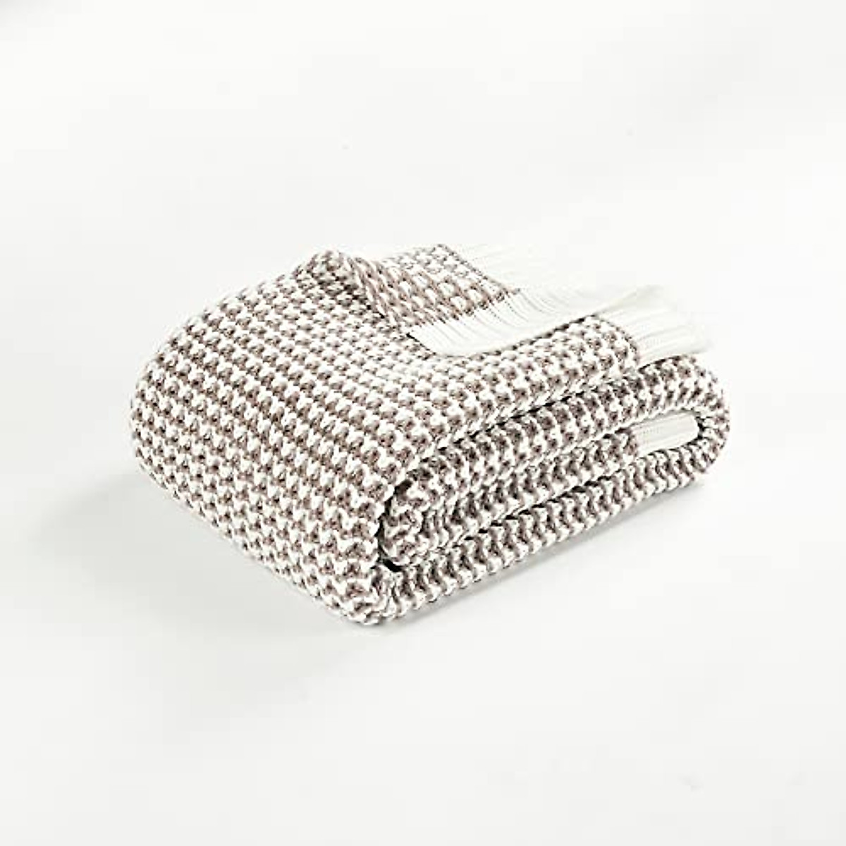 Lush Decor Chic and Soft Knitted Throw Blanket, 60" x 50", Neutral