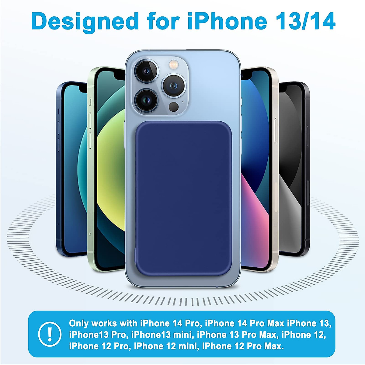 AOGUERBE Magnetic Wireless Portable Charger, 10000mAh Wireless Power Bank PD 22.5W Fast Charging with USB-C LED Display Mag-Safe Battery Pack Compatible for iPhone 15/14/13/12 Pro/Mini/Pro Max（Blue）